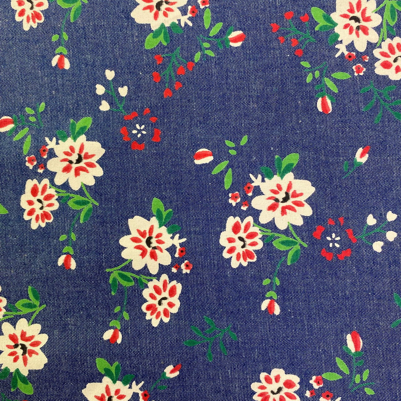 Bright Flower Print Denim Chambray - Cotton Fabric – Mill Creations